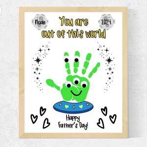 Space Alien Handprint Art Father's Day Craft UFO, Daddy Dad Handprint ...