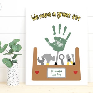 Tool Handprint Art Craft for Dad Papa Grandpa, Personalized Tool ...