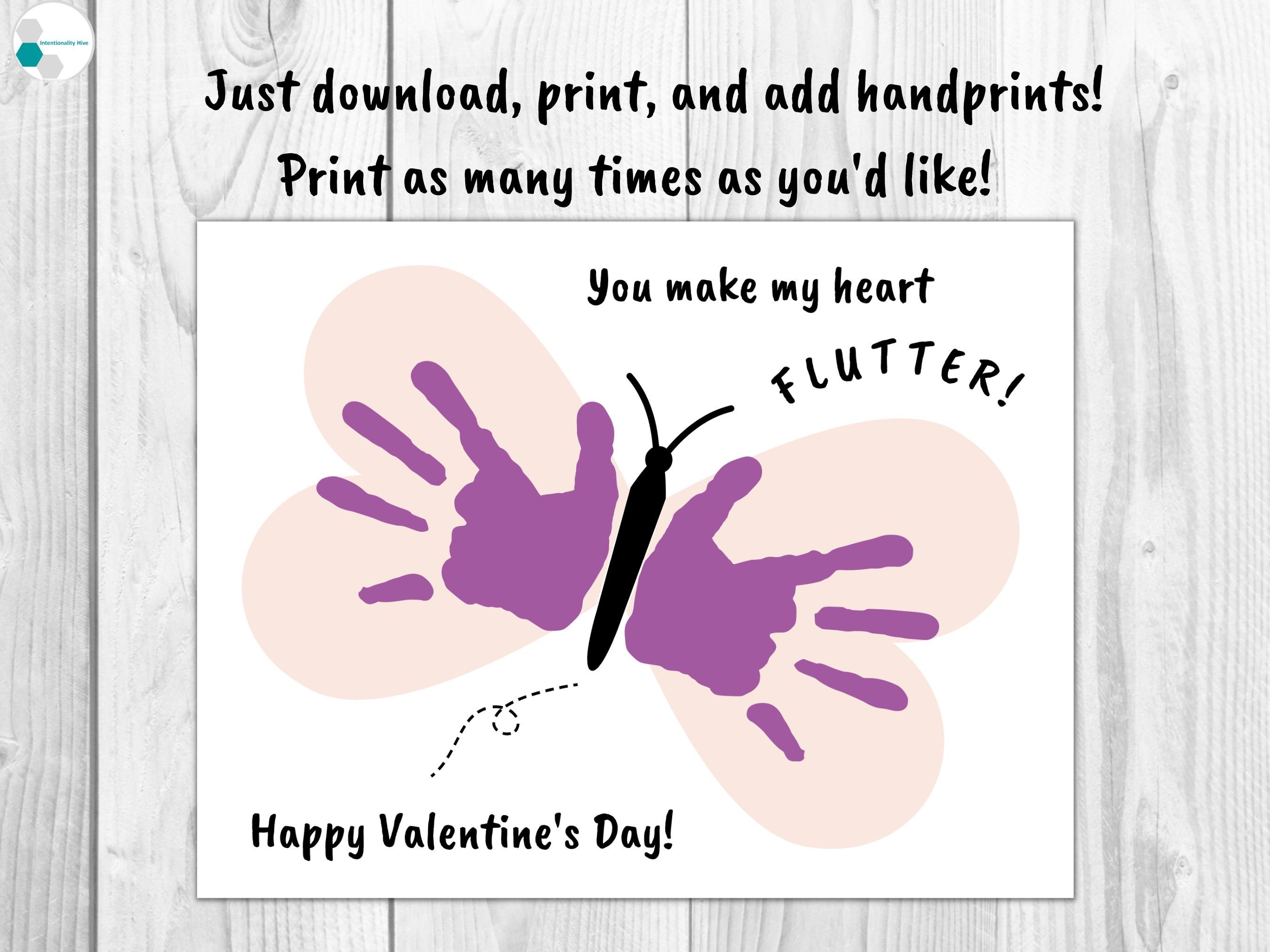 Butterfly Valentine Handprint Art | You Make My Heart Flutter Valentine ...