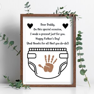 Handprint Funny Father's Day Card Baby Diaper, Funny New Dad Father's ...