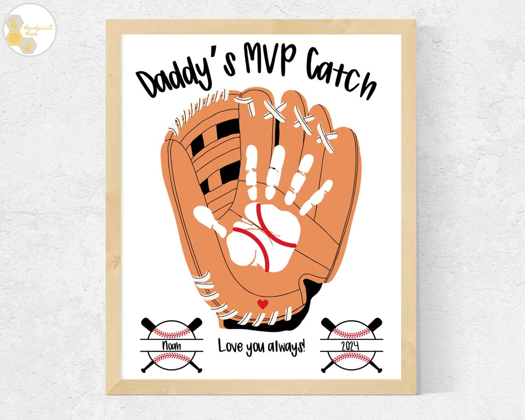 Baseball Handprint Craft for Dad, 1st Father's Day Baseball Dad Gift ...