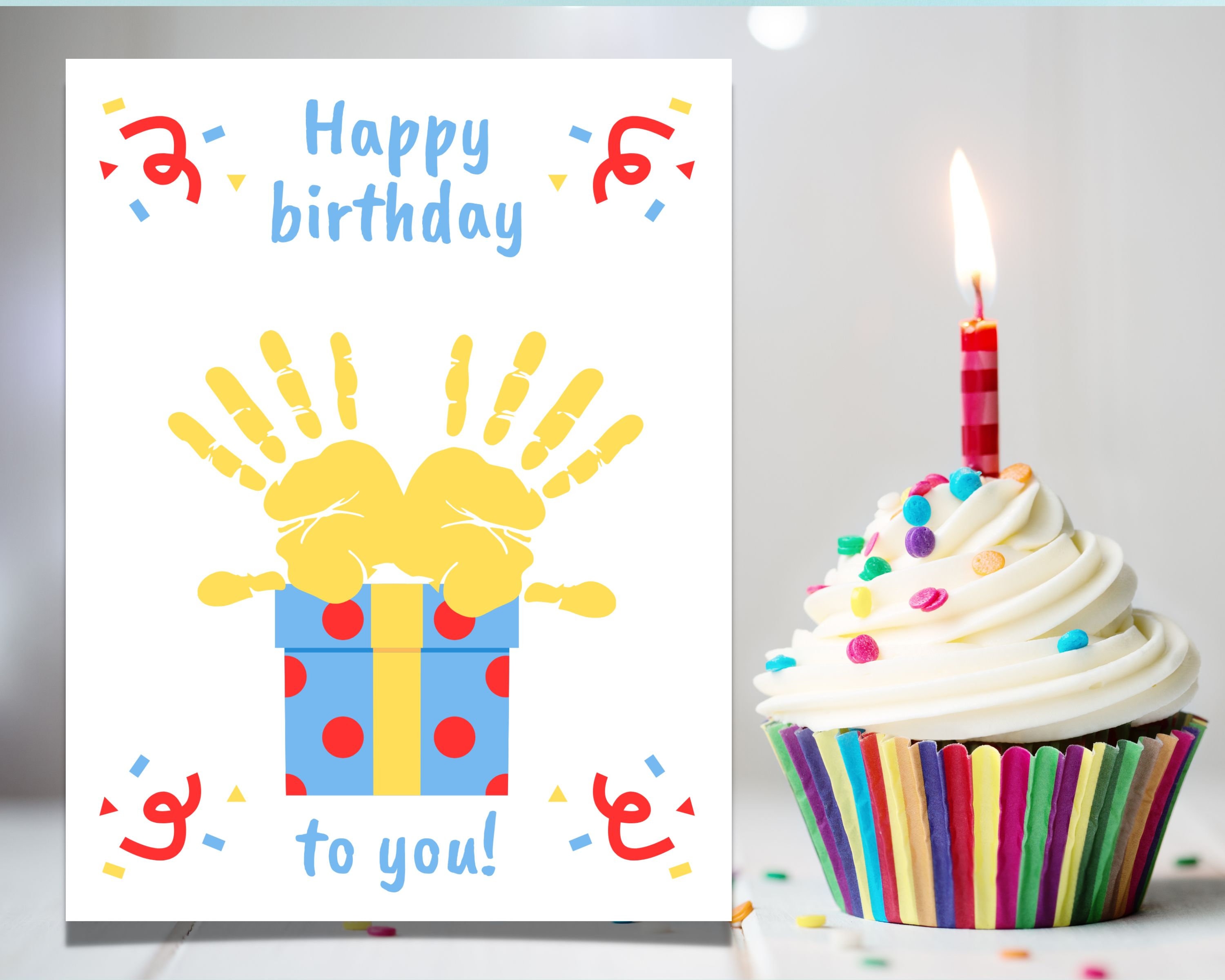 Birthday Handprint Craft Happy Birthday Handprint Card Happy - Etsy