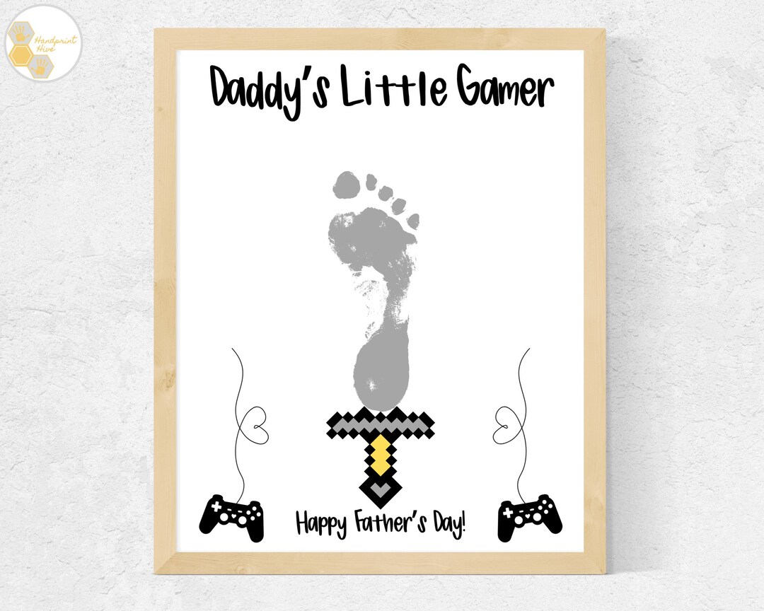 Gamer Father's Day Footprint Art Gift Sword, Father's Day Gamer Dad ...