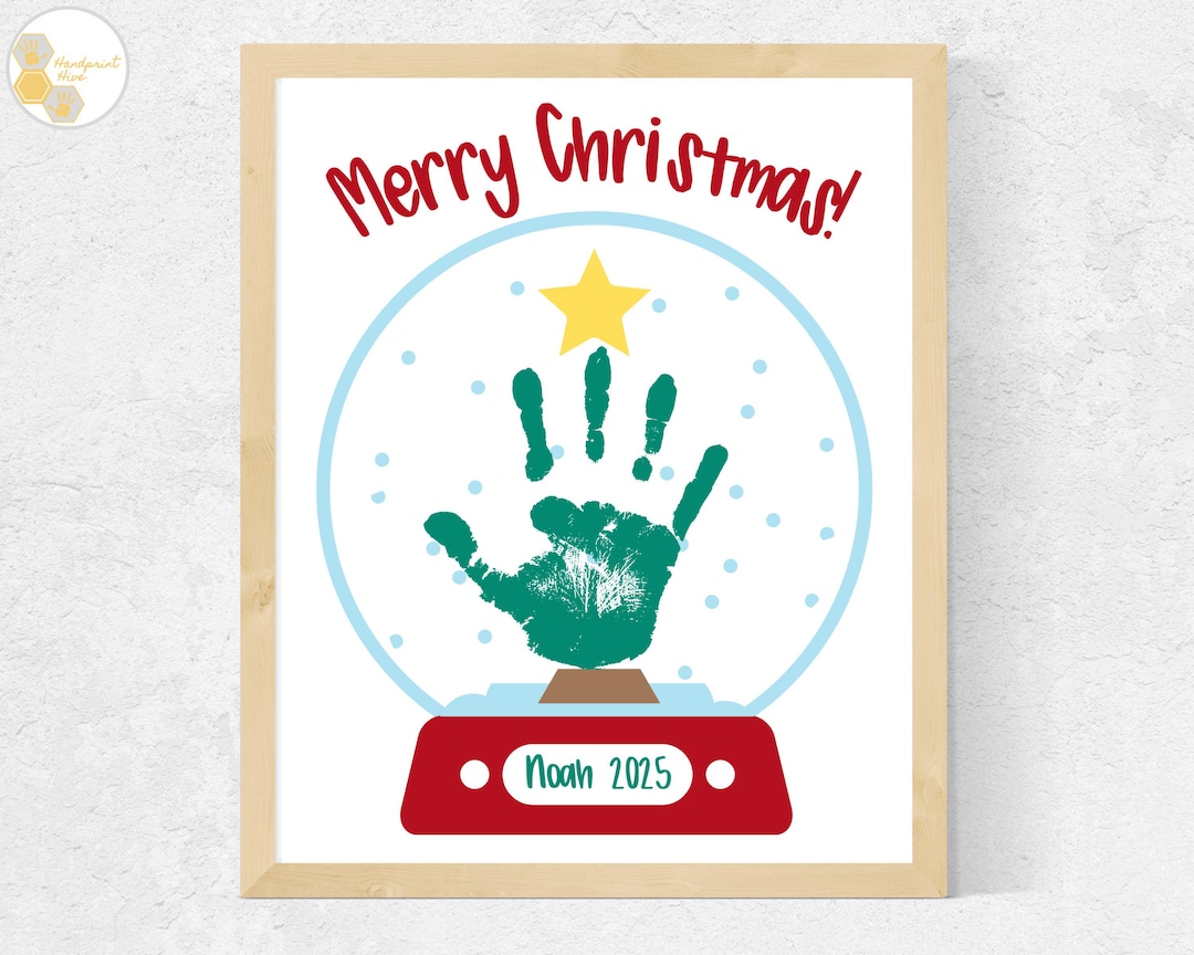Christmas Snow Globe Handprint Craft, Christmas Handprint Art Craft for ...