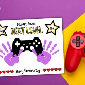 Gamer Father's Day Handprint Art Gift, Father's Day Gamer Dad Gift From ...