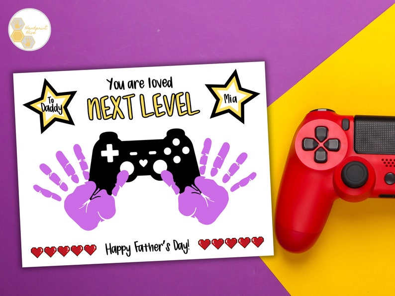 Gamer Father's Day Handprint Art Gift, Father's Day Gamer Dad Gift From ...