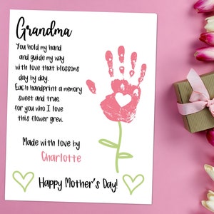 Grandma Mother's Day Handprint Art Poem, Grandma Handprint Mother's Day ...