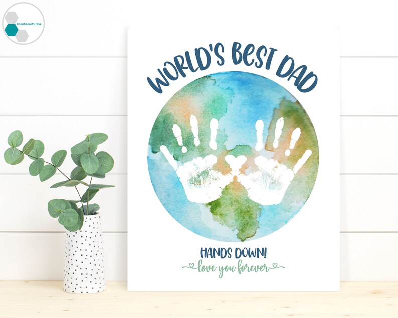 World's Best Dad Handprint Gift PRINTABLE Best Dad Hands - Etsy