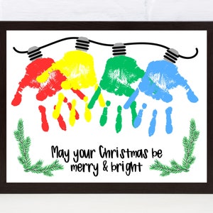 Christmas Lights Handprint Art Craft, Merry and Bright Handprint ...