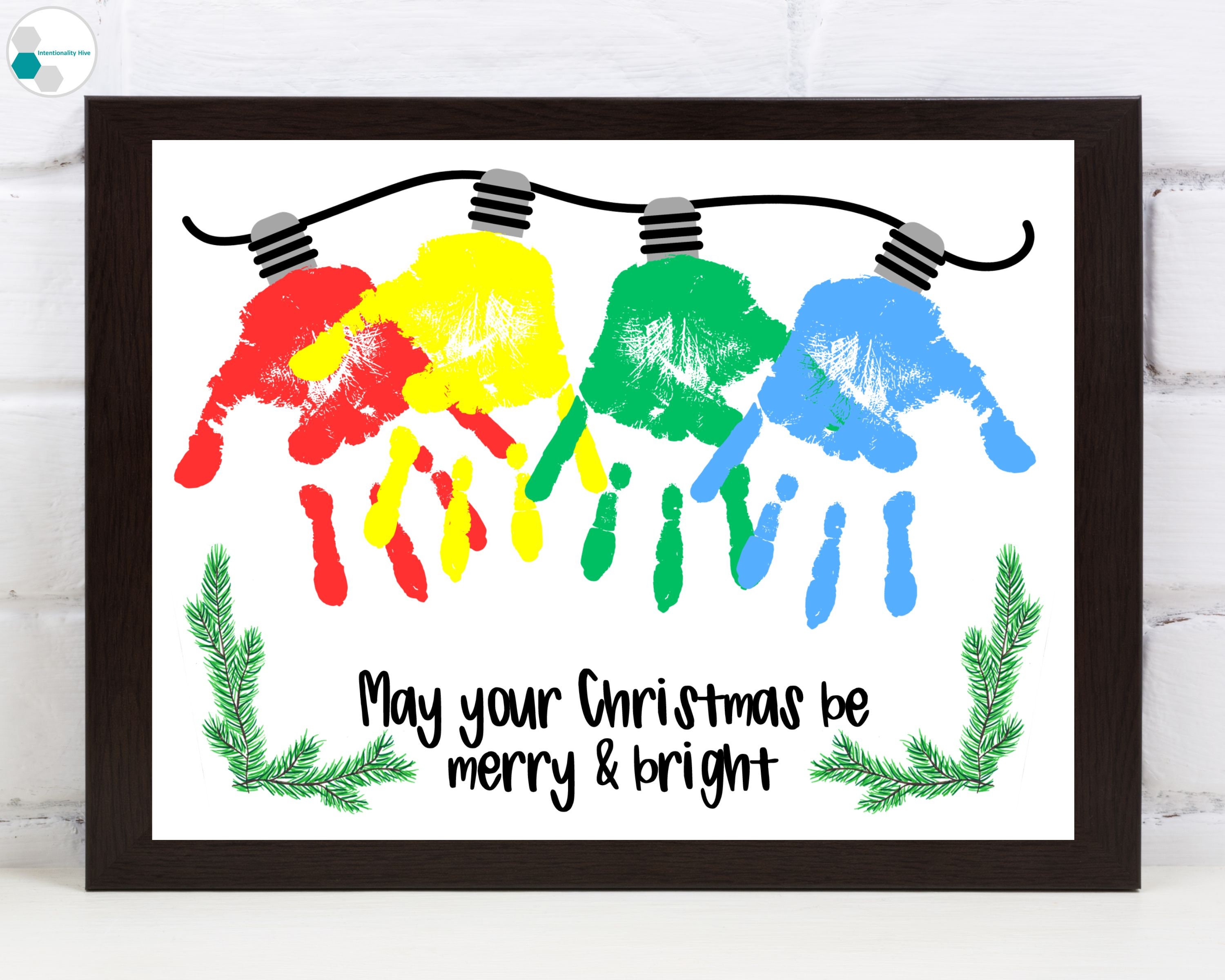 Christmas Lights Handprint Art Craft, Merry and Bright Handprint ...