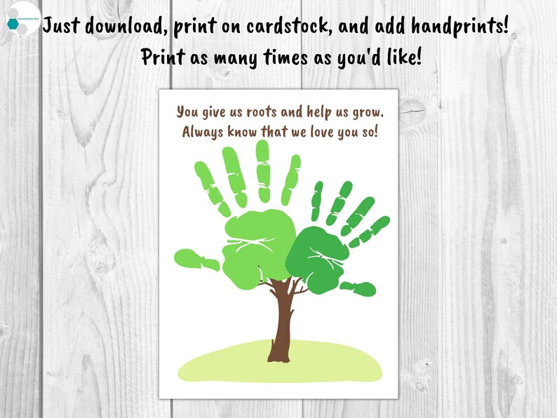 Grandparent Handprint Tree Art From Grandkids Printable - Etsy