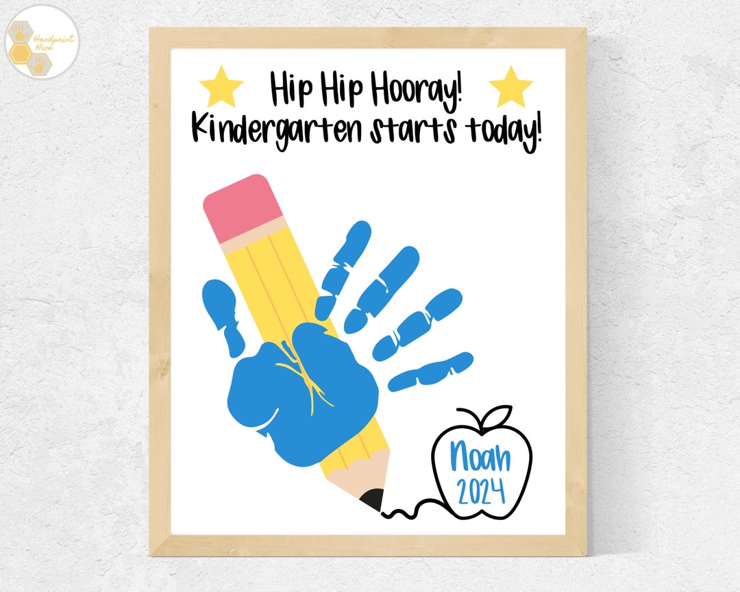 Handprint First Day of Kindergarten Craft, First Day Kindergarten ...