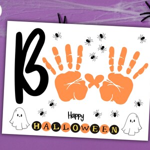 BOO Halloween Handprint Art Craft Printable, Happy Halloween Handprint ...
