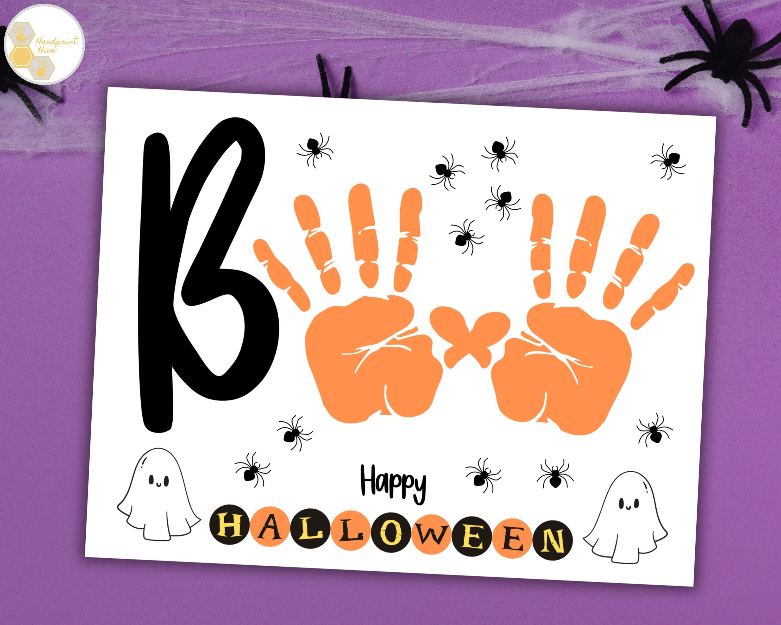 BOO Halloween Handprint Art Craft Printable, Happy Halloween Handprint ...