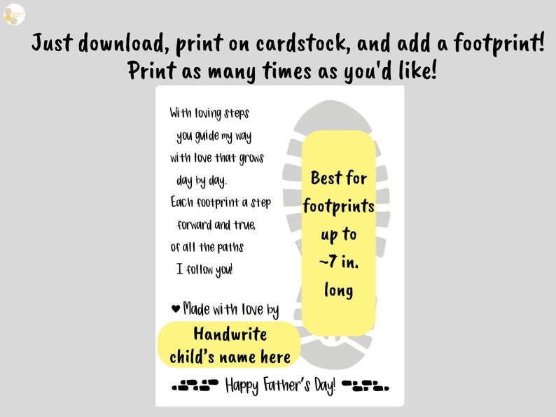 Father's Day Footprint Art Poem, Footprint Father's Day Poem, Fathers ...