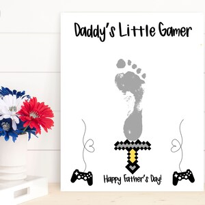 Gamer Father's Day Handprint Footprint Art Crafts, 1st Father's Day ...