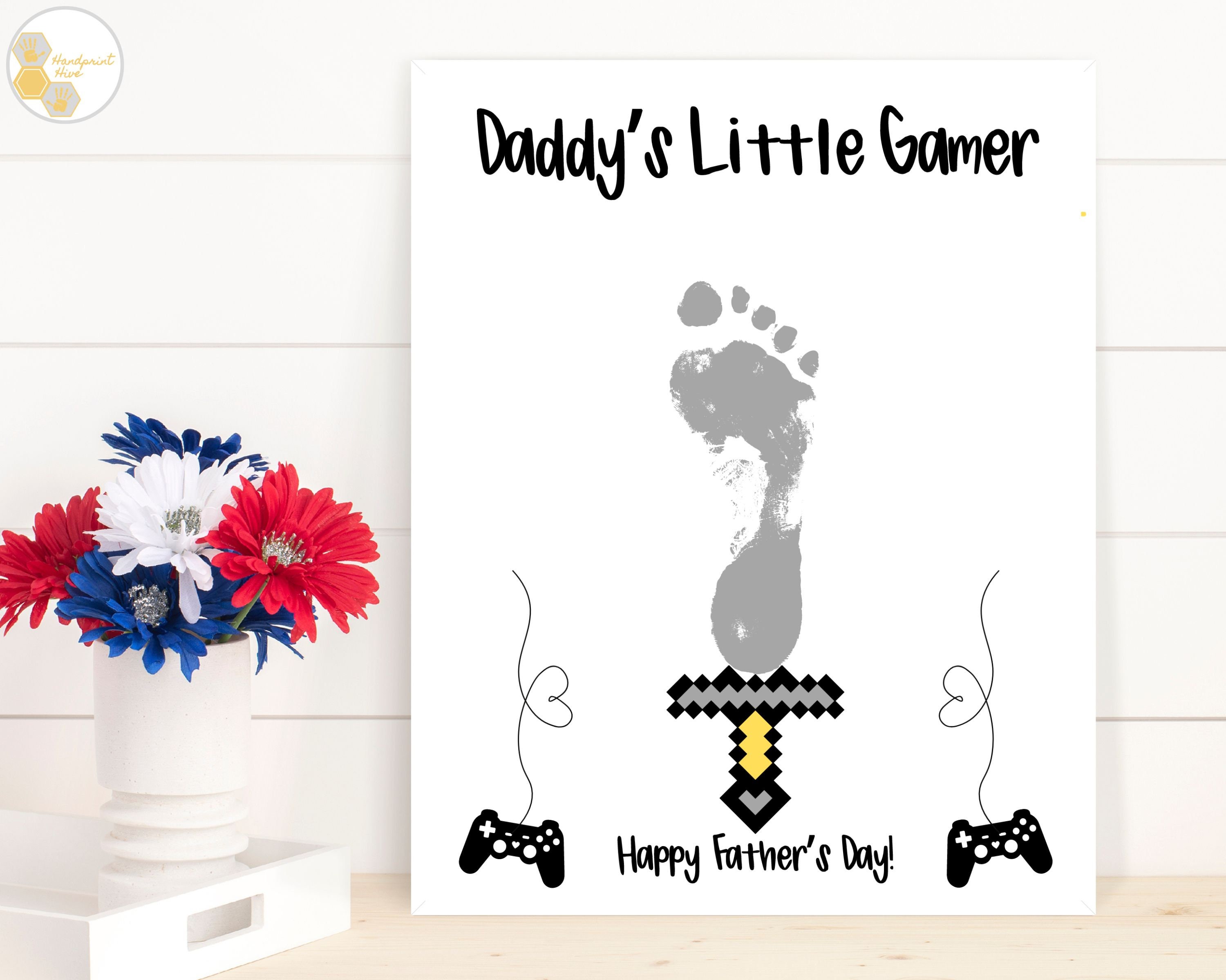 Gamer Father's Day Handprint Footprint Art Crafts, 1st Father's Day ...