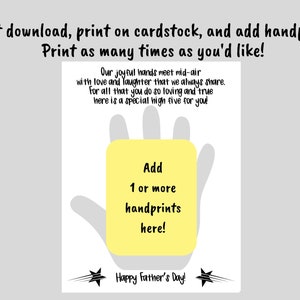 Father's Day Handprint Art Poem High Five, Handprint Father's Day Poem ...