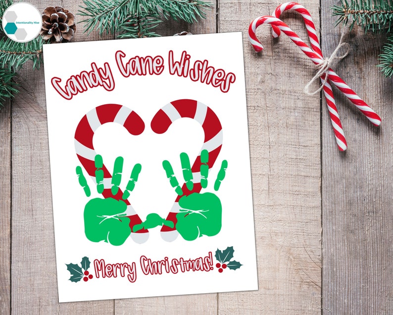 Candy Cane Handprint Craft, Merry Christmas Handprint Art, Candy Cane ...