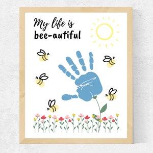 Summer Craft for Toddler / Baby | Flower Handprint and Bee Fingerprint ...