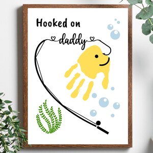 Hooked on Daddy Handprint, Father's Day Fishing Handprint, Dad ...