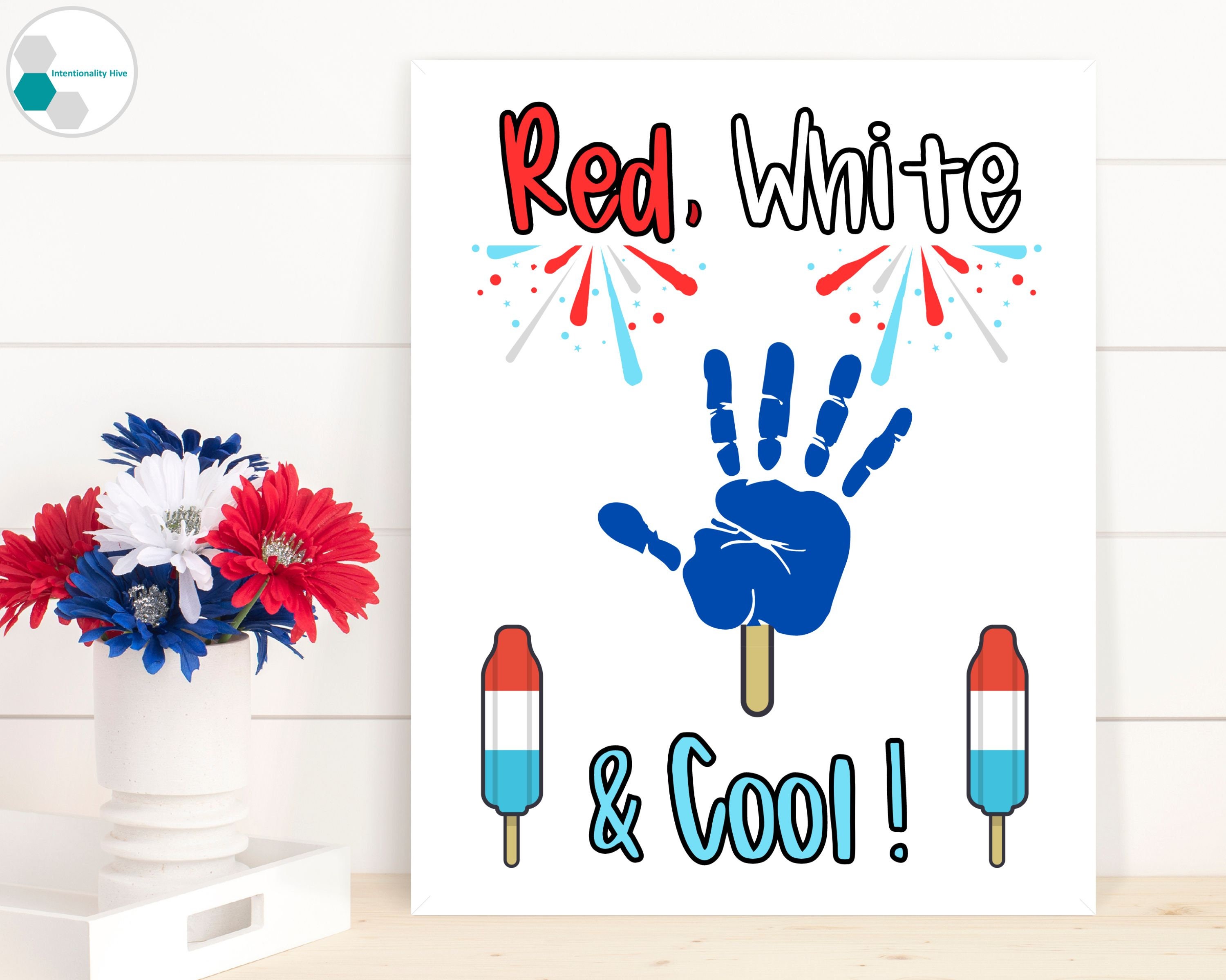 Popsicle July 4 Handprint Craft Printable, July 4th Handprint Art, Red ...