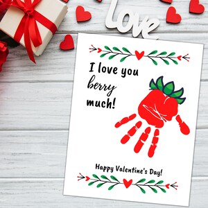 Valentine Handprint Art Craft I Love You Berry Much, Handprint ...