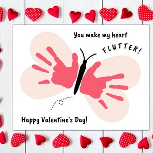 Butterfly Valentine Handprint Art | You Make My Heart Flutter Valentine ...