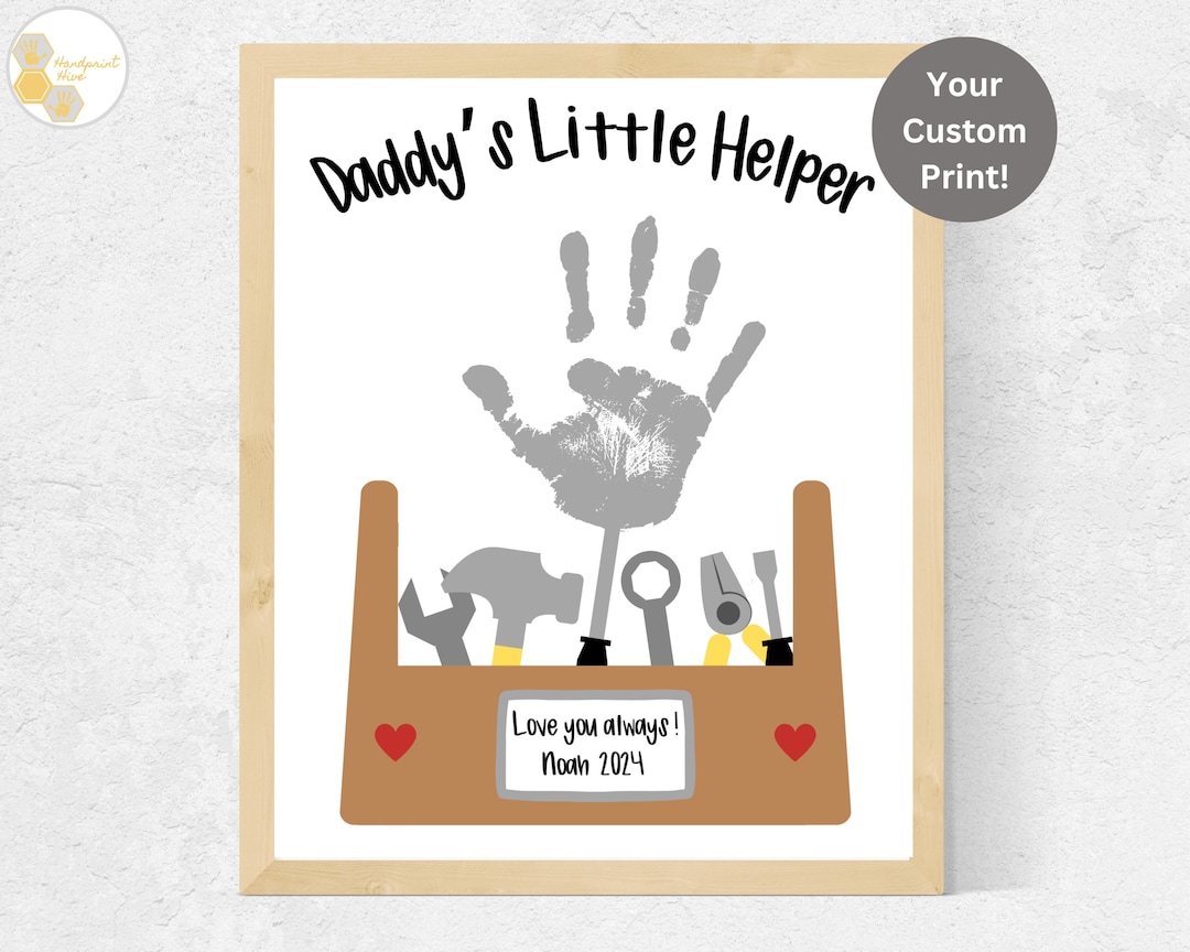 PERSONALIZED Dad Tool Handprint Art Gift, Daddy's Little Helper ...