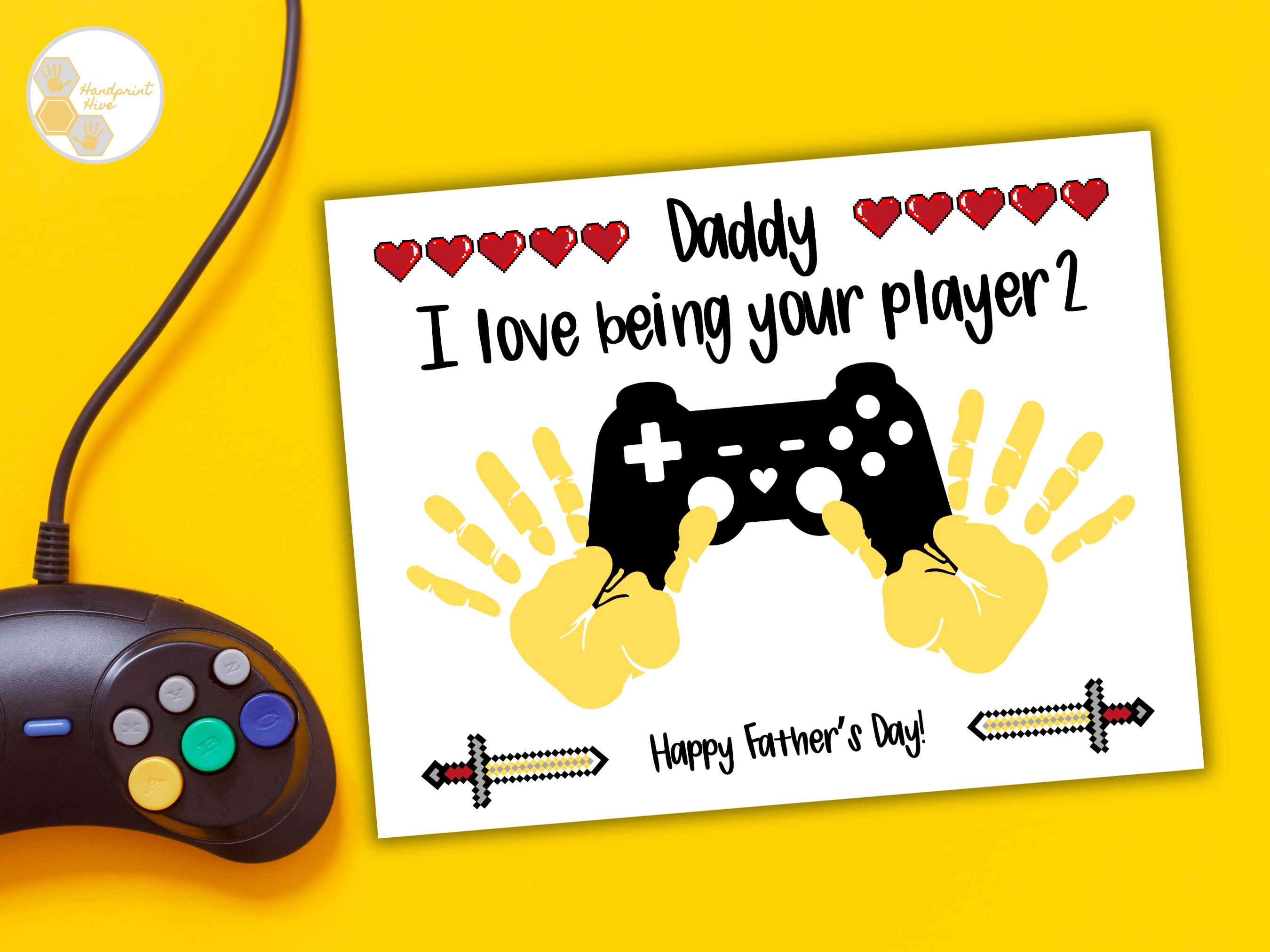 Gamer Dad Gift Father's Day Handprint Art, Father's Day Gamer Gift ...