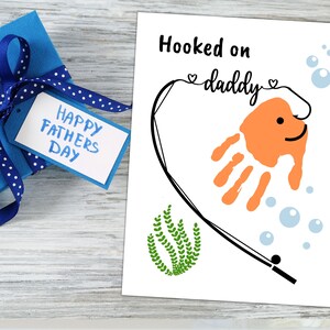 Hooked on Daddy Handprint, Father's Day Fishing Handprint, Dad ...