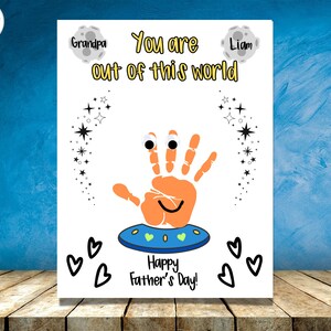 Space Alien Handprint Art Father's Day Craft UFO, Daddy Dad Handprint ...