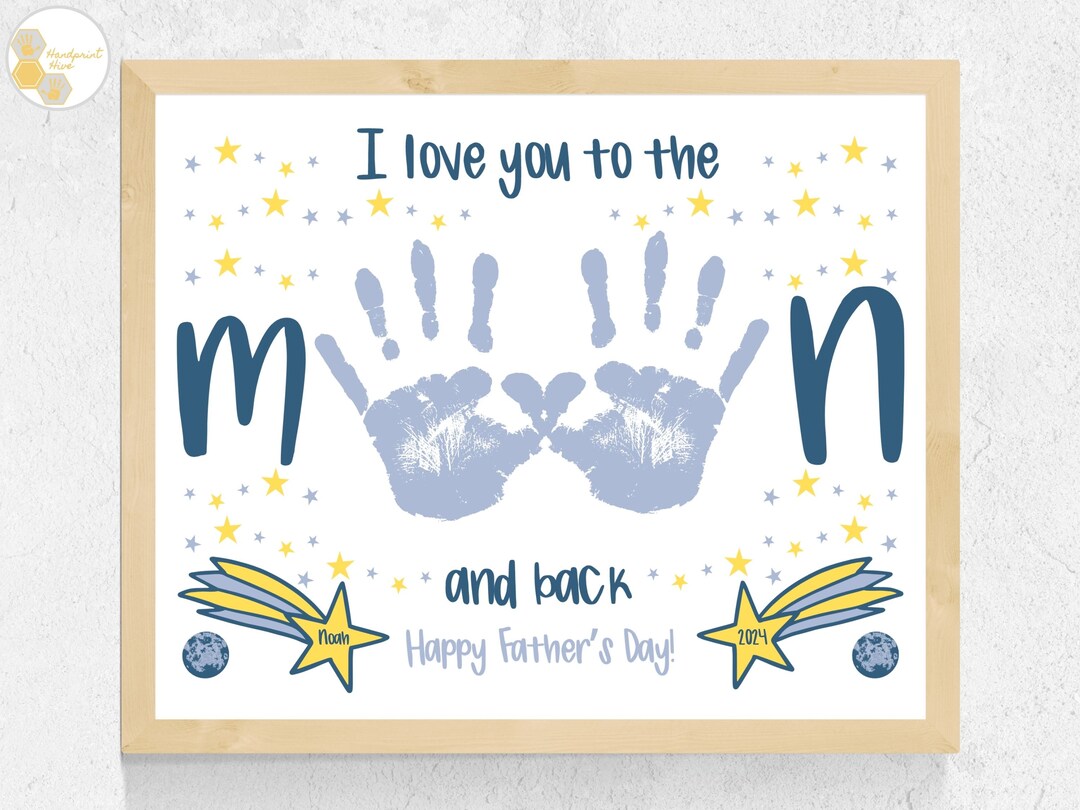 Moon Father's Day Handprint Art Craft, Dad Handprint Father's Day Craft ...