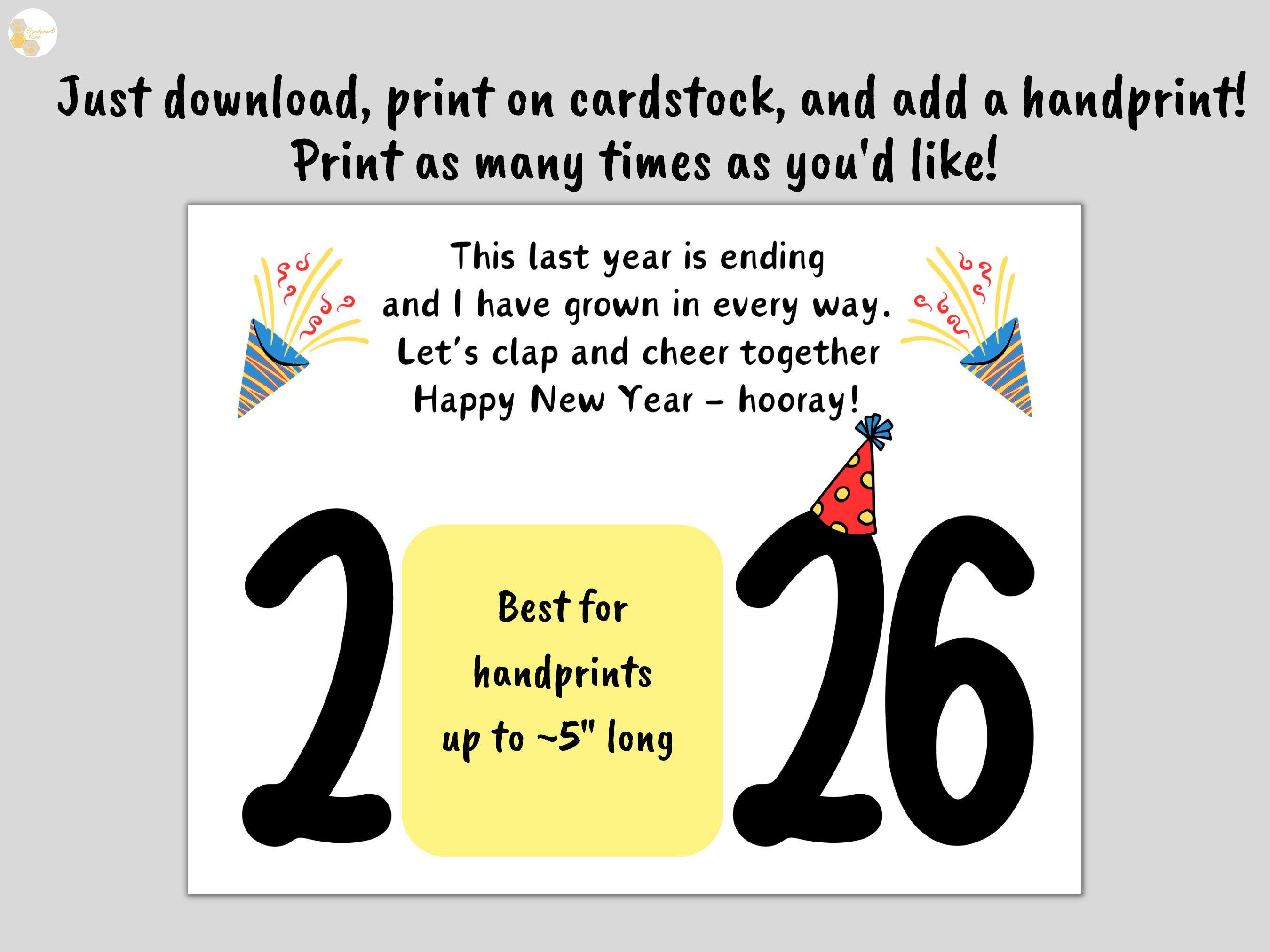 2026 New Years Handprint Art Poem, New Year Handprint Craft 2026 ...