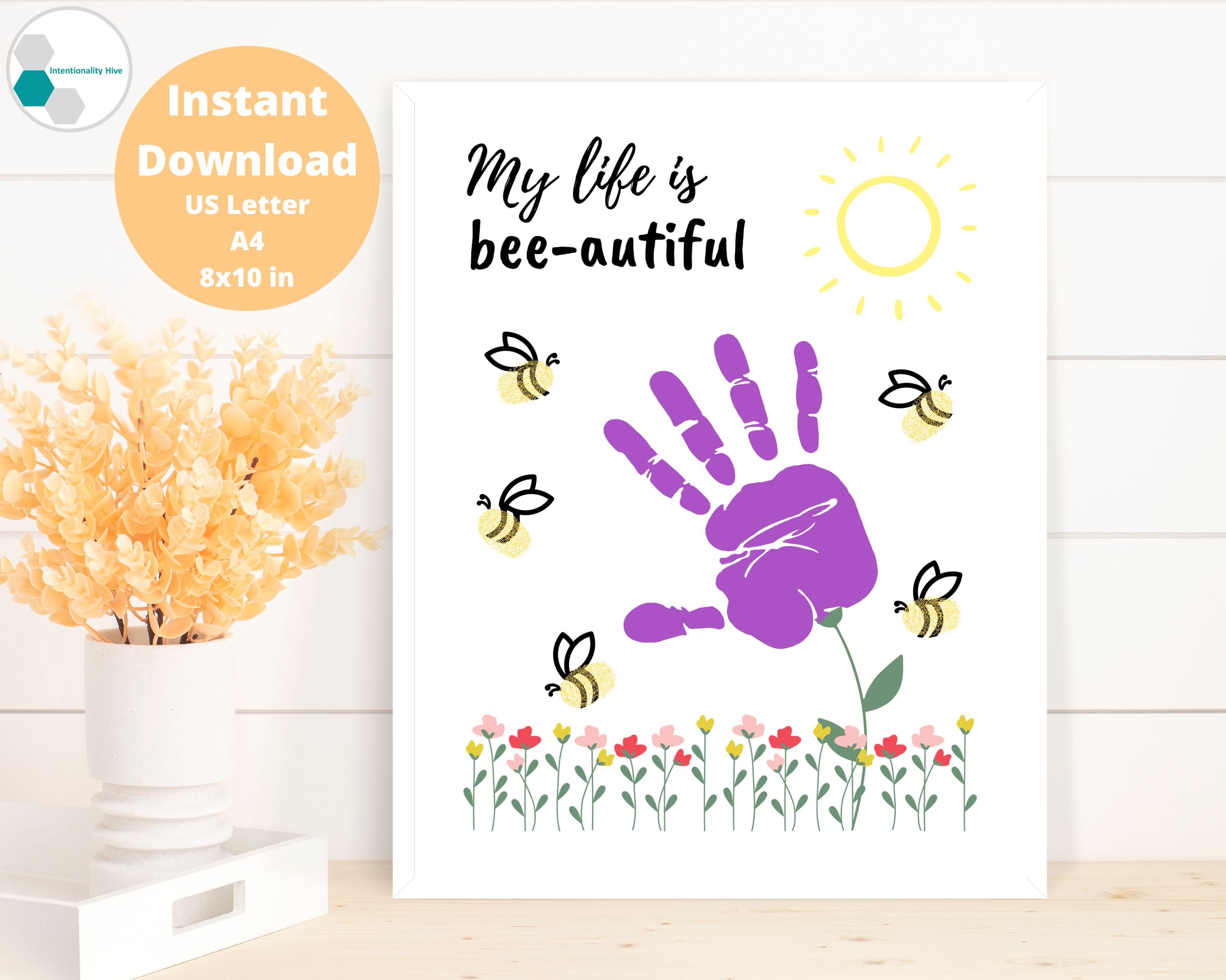 Summer Craft for Toddler / Baby Flower Handprint and Bee - Etsy