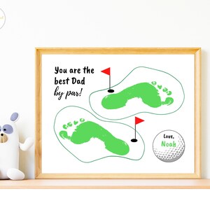 Best Dad by Par Footprint Art Craft Printable, DIY Father's Day Golf ...