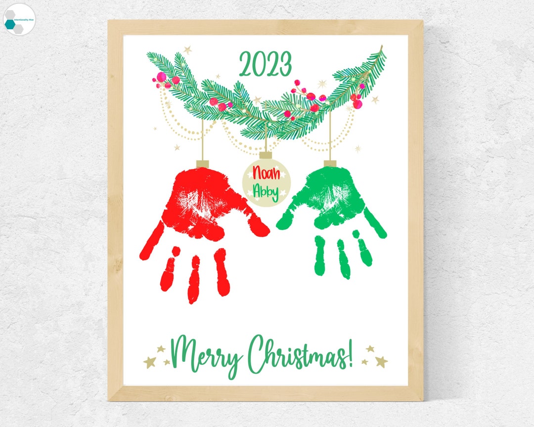2023 Christmas Handprint Craft 2 Kids Toddlers Twins, 2023 Handprint ...