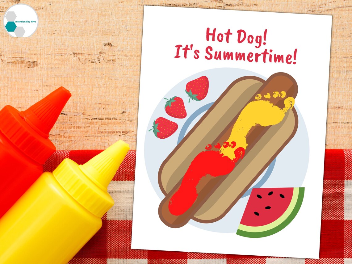 Summer Footprint Craft for Toddlers Hot Dog Printable - Etsy