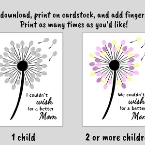 Mom Fingerprint Art Gift, Dandelion Mother's Day Craft, Personalized ...