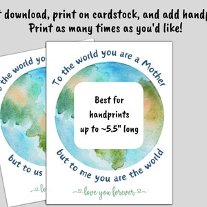 Mother Handprint Gift for Mom From Baby Toddler Kids, Mother's Day ...