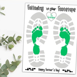 Footsteps Father's Day Footprint Art Gift, Dad Footprint Father's Day ...