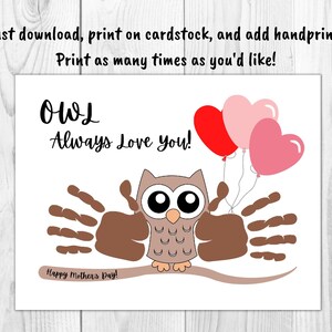 Mother's Day Handprint Craft for Mom, Grandma, Aunt | Owl Printable ...
