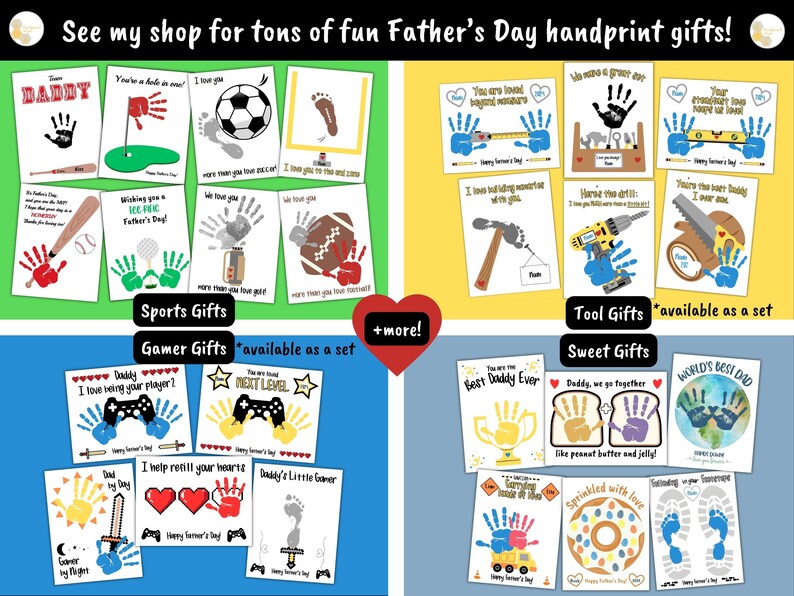 Gamer Father's Day Handprint Art Gift, Father's Day Gamer Dad Gift From ...