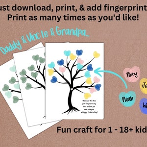 Fingerprint Father's Day Tree Craft for Kids and Grandkids, Father's ...