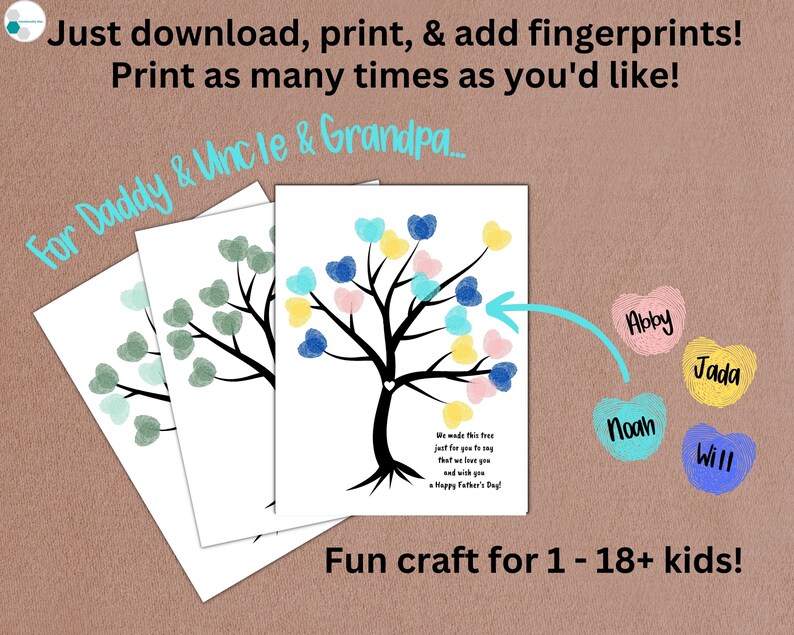 Fingerprint Father's Day Tree Craft for Kids and - Etsy