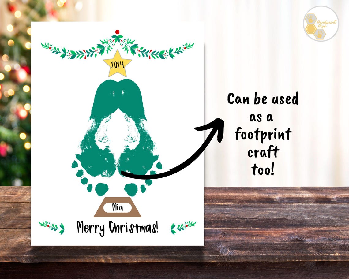 2024 Christmas Tree Handprint Craft Printable, Handprint Christmas Tree ...