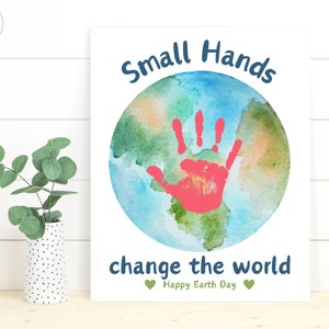 Earth Day Handprint Craft Printable, Earth Day Craft for Preschool Prek ...