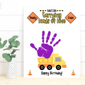 Construction Birthday Handprint Art Craft for Dad Grandpa Papa ...