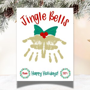 Holiday Jingle Bells Handprint Art Craft, Christmas Happy Holidays ...