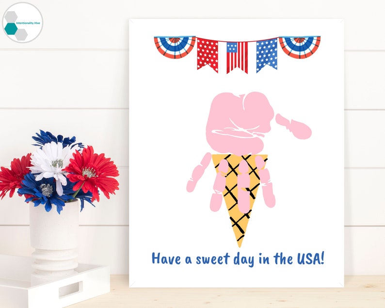 July 4th Handprint Craft for Toddlers Preschool USA Ice Cream - Etsy